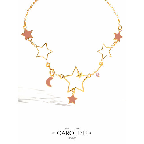 Браслет-цепочка Caroline Jewelry, эмаль, размер 23 см., золотой