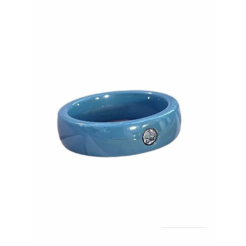 Кольцо, циркон, керамика, размер 16, голубой