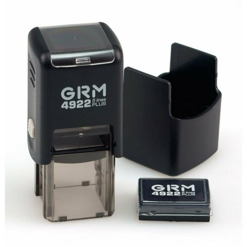 GRM 4922 plus Автоматическая оснастка для печати/штампа с крышечкой (печать d 22 мм. / штамп 22 х 22 мм.), Чёрный