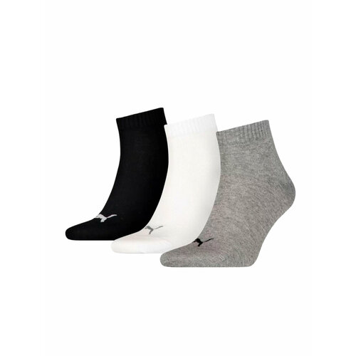 Носки PUMA, 3 пары, размер 39-42, серый, белый, черный