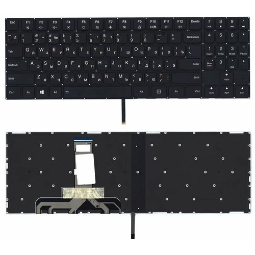 Клавиатура для ноутбука LENOVO Y530 черная без рамки, белая подсветка