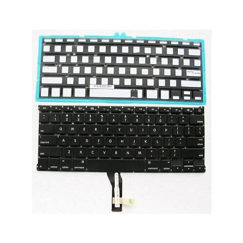 Клавиатура для ноутбука Apple MacBook A1369, A1466 черная, плоский Enter, с подсветкой