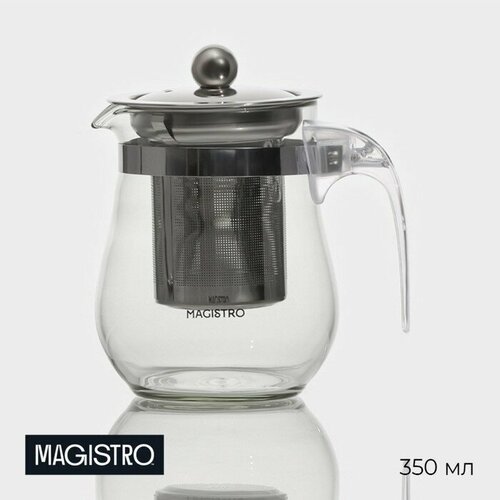 Magistro Чайник стеклянный заварочный Magistro «Шейди», 350 мл, с металлическим ситом, пластиковая колба