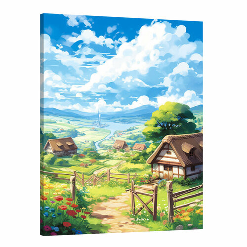 Интерьерная картина 50х70 "Деревня в стиле фермерского дома"