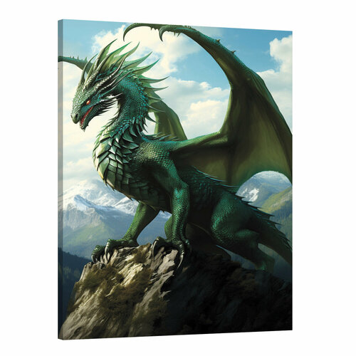 Интерьерная картина 50х70 "Зеленый дракон: власть и справедливость"