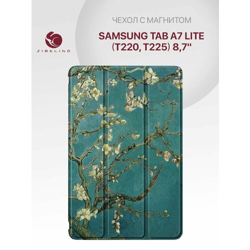Чехол для Samsung Tab A7 Lite (8.7") (T220, T225) с магнитом, с рисунком сакура / Самсунг Галакси Таб А7 Лайт Т220 Т225