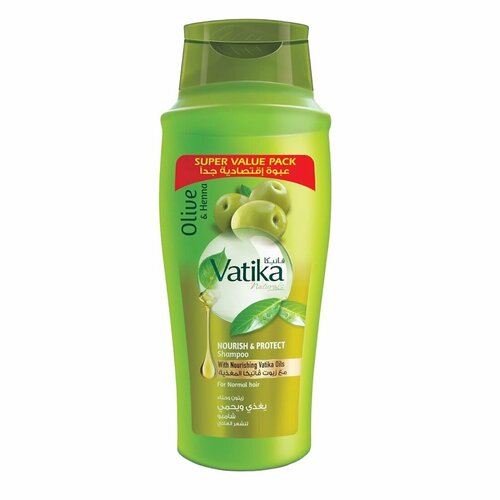 Vatika OLIVE AND HENNA Nourish And Protect SHAMPOO, Dabur (Ватика оливка И ХНА Шампунь питание И защита для нормальных волос, Дабур), 400 мл.