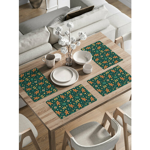 Набор прямоугольных тканевых салфеток на стол для сервировки JoyArty "Рождественское настроение" плейсмат, 30x46 см, 4шт.