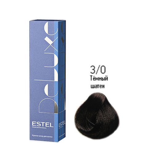 ESTEL PROFESSIONAL, DE LUXE, Краска-уход №3/0, темный шатен, 60 мл