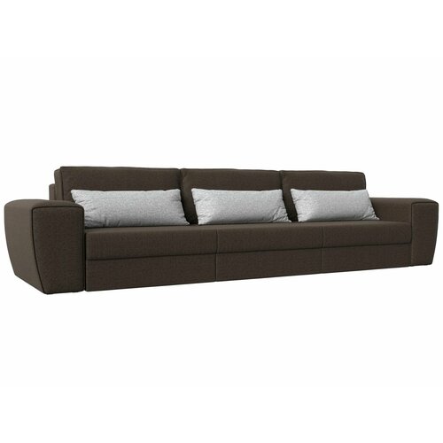 Прямой диван-кровать Лига-008 Long, Рогожка коричневая, серая