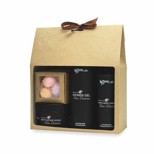 Подарочный набор №4 ChocoLatte ROSE DREAMS (гель для душа, крем для рук и тела, энзимный скраб, мыло ручной работы)