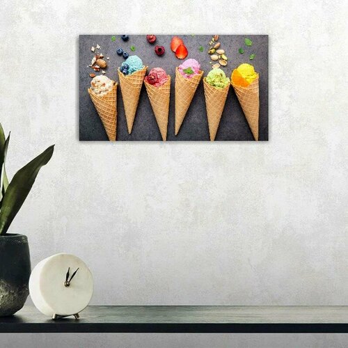 Картина на холсте 60x110 LinxOne "Ягоды cone фрукты рожок" интерьерная для дома / на стену / на кухню / с подрамником