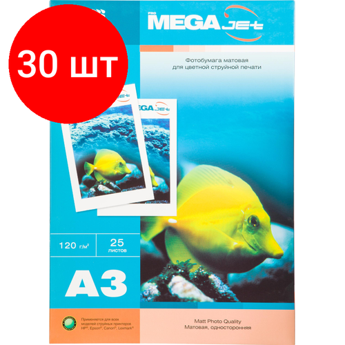 Комплект 30 упаковок, Фотобумага для цв. струй. печ. ProMEGA jet (А3, 120г, мат) уп. 25л(1457493)