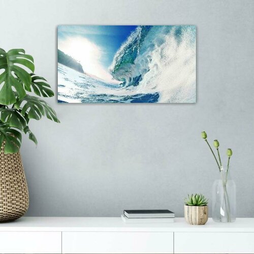Картина на холсте 60x110 LinxOne "Море пена волна брызги" интерьерная для дома / на стену / на кухню / с подрамником