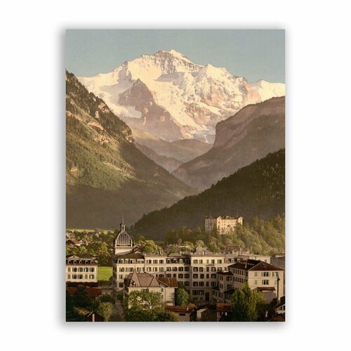 Постер, плакат на бумаге / Interlaken, hotels, Bernese Oberland, Switzerland / Размер 30 x 40 см