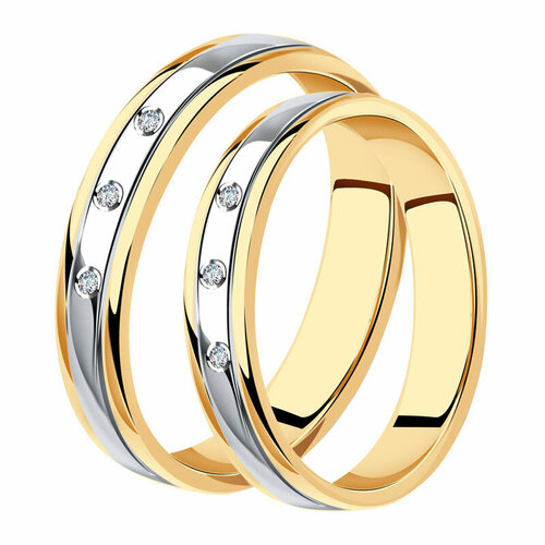 Кольцо обручальное Diamant online, золото, 585 проба, бриллиант, размер 16, бесцветный