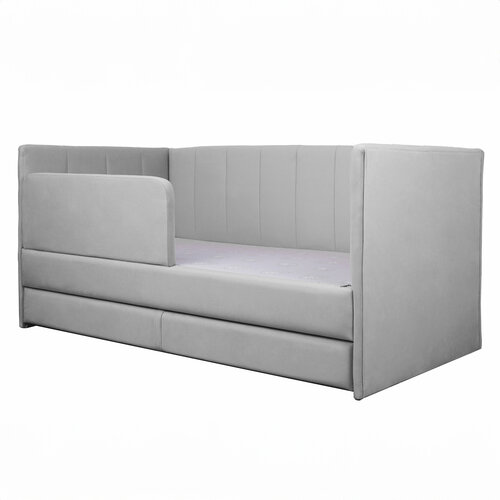 Кровать-диван Хагги 200*90 серая с защитным бортиком, ящиком для хранения