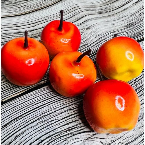 Искусственные фрукты для декора "Яблоко" 30х35 мм красные / Муляж фруктов 5 шт.