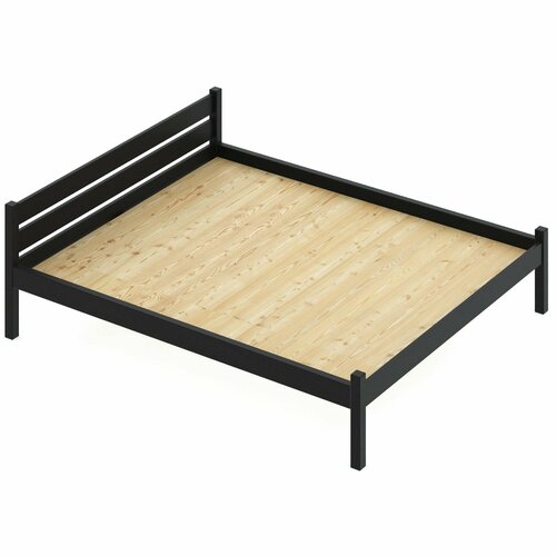 Кровать полутороспальная Классика из массива сосны со сплошным основанием, 200х120 см (габариты 210х130), цвет черного оникса