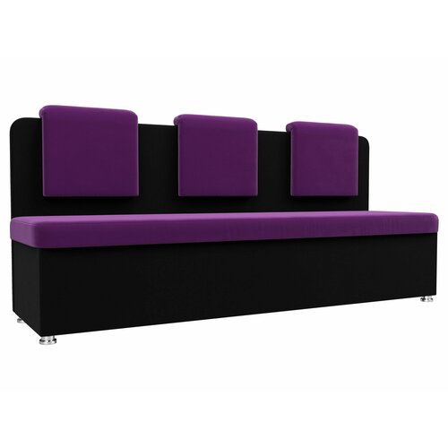 Кухонный прямой диван Маккон 3-х местный, Микровельвет фиолетовый и черный