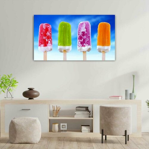 Картина на холсте 60x110 LinxOne "Мороженое вкусно" интерьерная для дома / на стену / на кухню / с подрамником