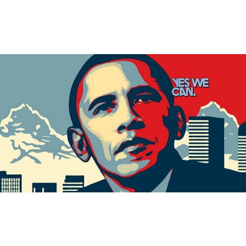 Картина на холсте 60x110 LinxOne "Obama, yas we can" интерьерная для дома / на стену / на кухню / с подрамником