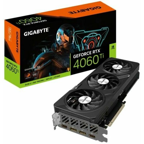 Видеокарта PCI-E GIGABYTE GeForce RTX 4060 Ti GAMING OC (GV-N406TGAMING OC-16GD) 16GB GDDR6 128bit 5nm 2310/18000MHz 2*HDMI/2*DP