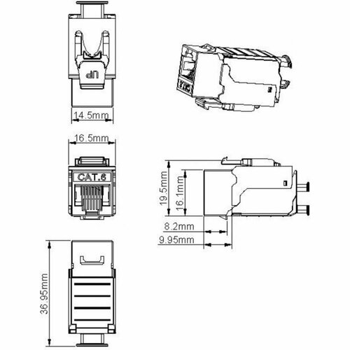 Экранированная вставка Hyperline KJ9-8P8C-C6-90-SH-F