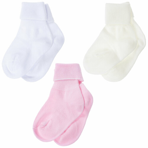 Носки RuSocks 3 пары, размер 12-14, розовый, белый