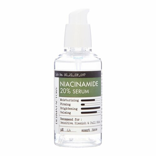 DERMA FACTORY Успокаивающая сыворотка для лица с ниацинамидом Niacinamide 20% Serum 80мл