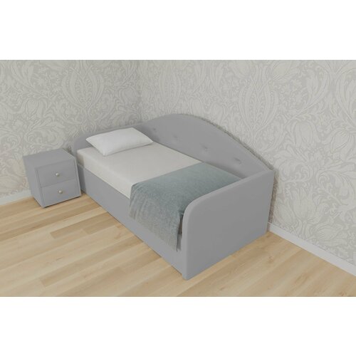 Двуспальная кровать Рим 140x200 основание металлическое с ламелями велюр серый