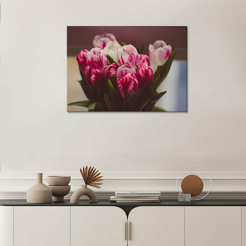 Интерьерная картина на холсте - букетик тюльпанов 20х30