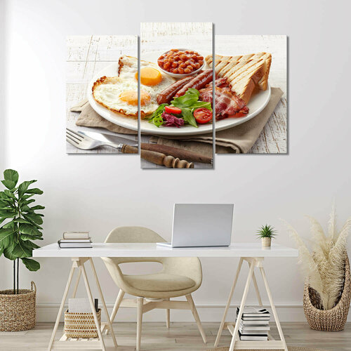 Модульная картина/Модульная картина на холсте/Модульная картина в подарок/аппетитный завтрак-delicious breakfast150х100