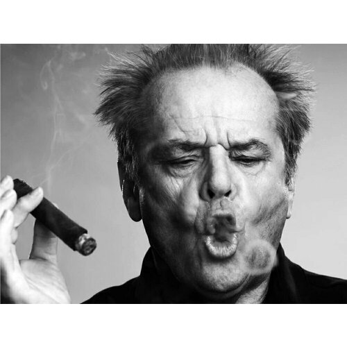 Плакат, постер на холсте Jack Nicholson/Джек Николсон/черно-белый. Размер 30 х 42 см