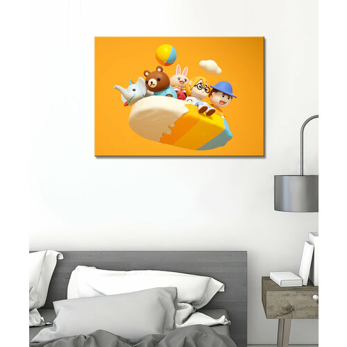 Картина/Картина на холсте для интерьера/Картина на стену/Картина для кухни/ - 3D иллюстрация с мороженым 30х40