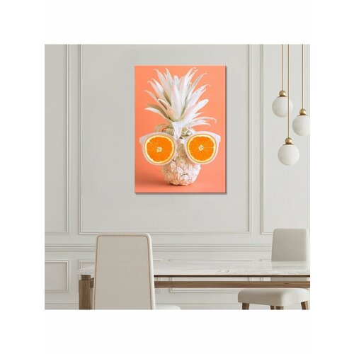 Картина на холсте с подрамником Белый ананас в очках 40х60