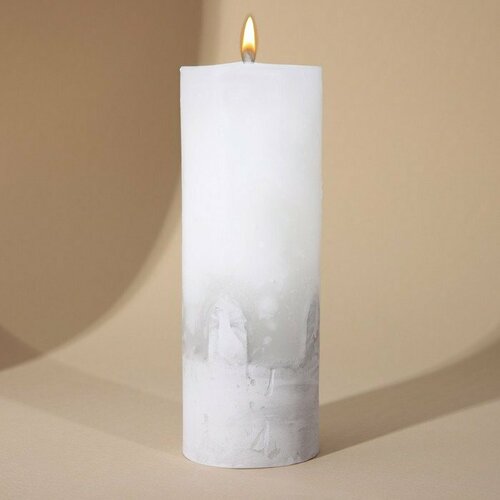 Свеча интерьерная белая с бетоном, 14 х 5 см (комплект из 5 шт)