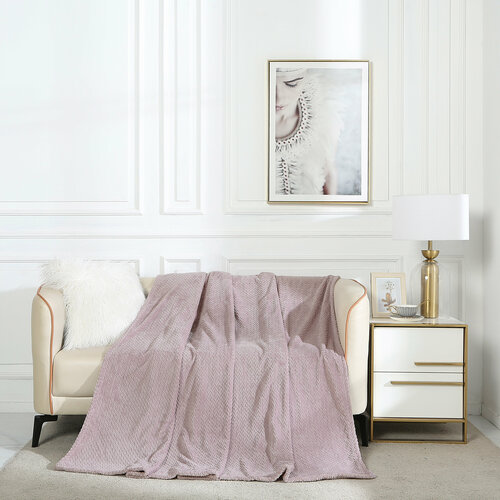 Плед 2-спальный 180х200 однотонный розовый, покрывало на кровать и диван Cleo Coletta, велсофт