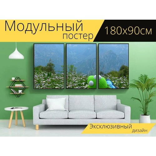 Модульный постер "Кермит, лягушка, мировоззрение" 180 x 90 см. для интерьера
