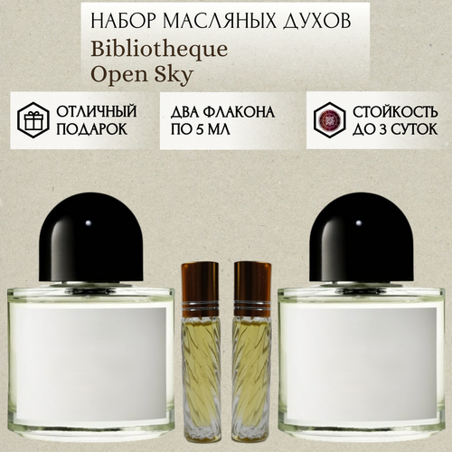 Духи масляные Bibliotheque; Open Sky; ParfumSoul; Библиотека; Опен Скай; роликовый флакон 5 мл; 2 шт