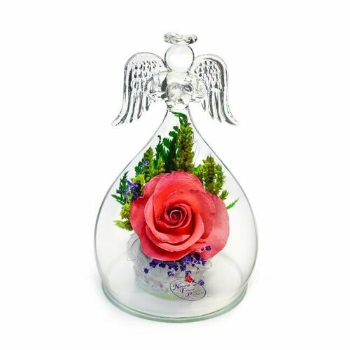 Натуральная роза в стеклянном ангеле, вакуум 04.12