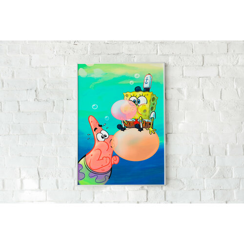 Плакат без рамы Спанч Боб/Патрик/SpongeBob SquarePants/ Плакат на стену 21х30 см / Постер формата А4