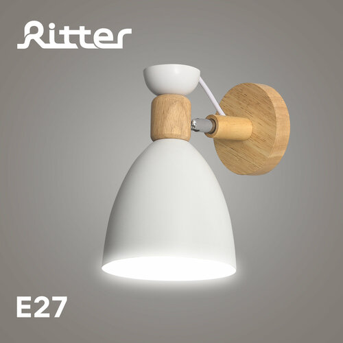 Светильник настенный бра Ritter VOLANTE, 1хЕ27, 2 кв. м, цвет белый/дерево 52593 6