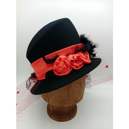 Шляпа Фетр Сибири, размер 59, черный, красный