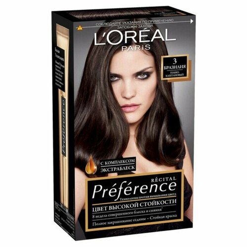 L'Oreal Paris Краска для волос Preference №3 Бразилия, темно-каштановый