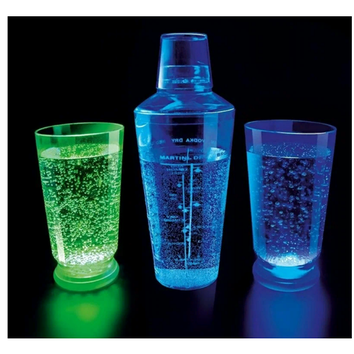 Подарочный набор бармена светящийся прозрачный шейкер и стаканы Led Светящийся стакан для напитков / Стакан с подсветкой / Кружка светящаяся набор