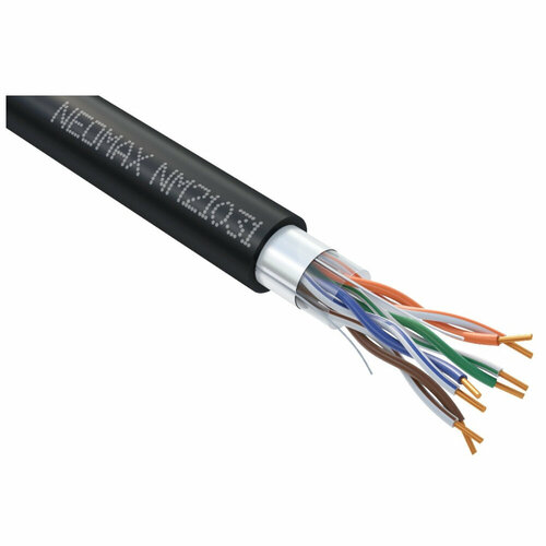 Neomax Неомакс Витая пара Кабель NEOMAX NM21031 F/UTP cat.5e 4 пары (305 м) 0.48 мм (24 AWG) Медь, внешний, PE, черный Черный