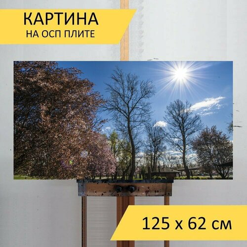 Картина на ОСП 125х62 см. "Загреб, ярун парк, яркий" горизонтальная, для интерьера, с креплениями