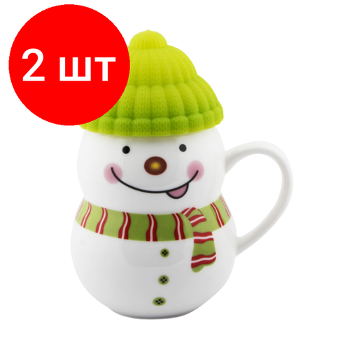 Комплект 2 штук, Кружка снеговик Растопи лед зеленый Эврика арт.96952