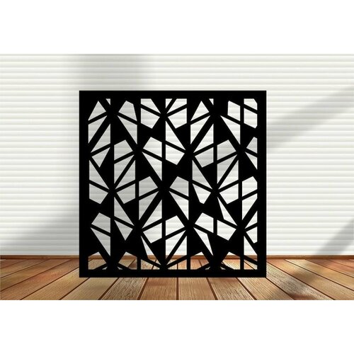Декоративное панно деревянное, Минимализм геометрия (черный цвет)